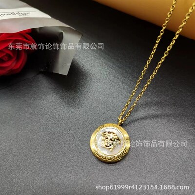欧美跨境不d锈钢范家项链气质时尚钛钢美人头百搭锁骨链小众设计
