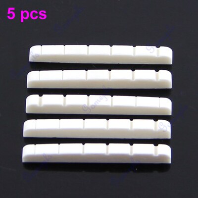 5Pieces/set Unbleached Curved Slotted guitar Bone Nut Flat B