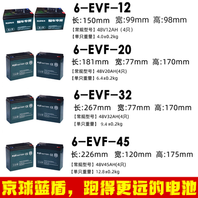 京九电池电动车电瓶三轮车铅酸蓄电池蓝盾48V12A20A32A远行者