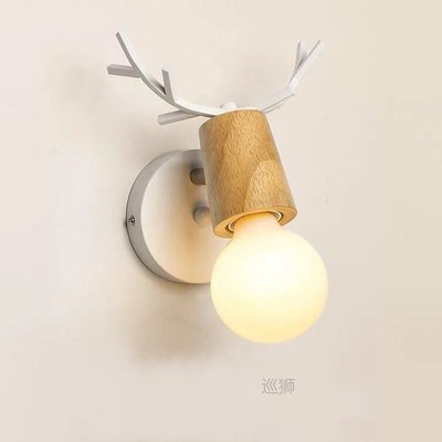 LED Antler Wall Lamp Iron Wooden Nordic Vintage Modern Bathr
