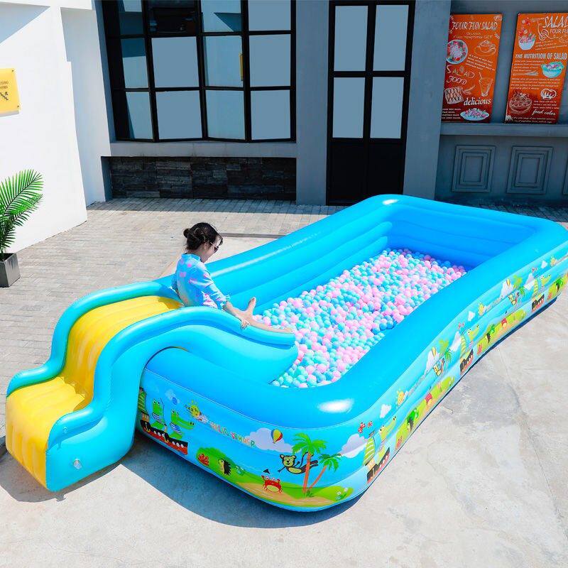 加厚儿童充气游泳池家用小孩泳池婴儿宝宝超大型游泳桶滑滑梯水池_虎窝淘