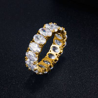 现货Handmade Eternitpy Promise Gold Color Crystal Ring AAA C