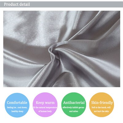 Bed Silk Flat Sheets Set Satin Silk Solid Color bedsheet 4pc