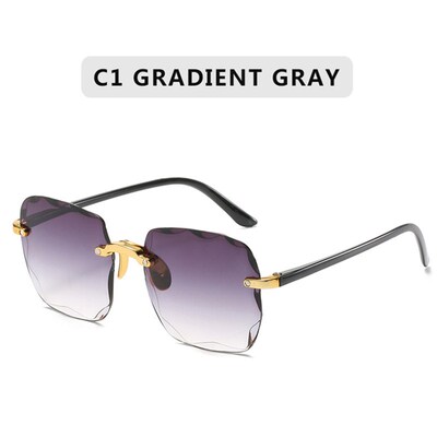 现货2022 Square Rimless Sunglasses Women Luxury BranXd Desig
