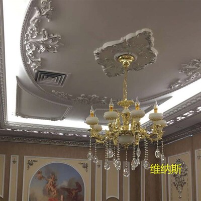 灯盘灯池仿石膏灯盘欧式天花房顶吊顶装饰菱形吊灯灯座雕花PU灯盘
