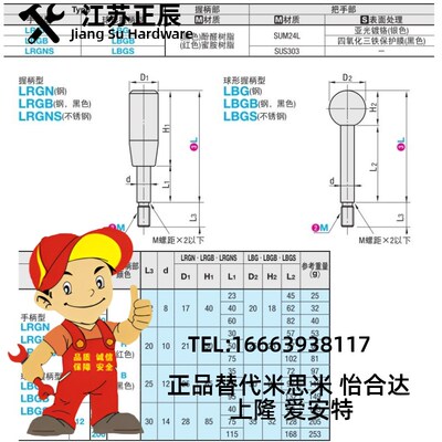 不锈钢固定握柄手柄长把手LRGNS6/8/10/12-63/80/100/125/160/200