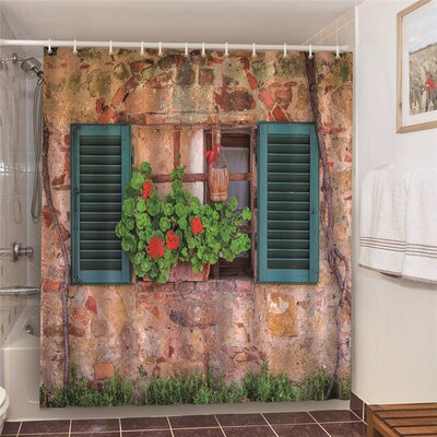 Garden Flower Printing Bathroom Set With Shower Curtains Wat