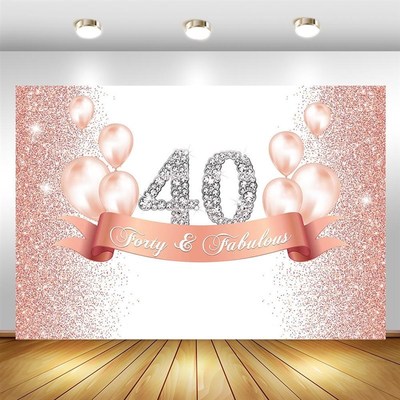 Happy 30th 40th 50th 60th Birthday Backdrop Flash Rose Gold