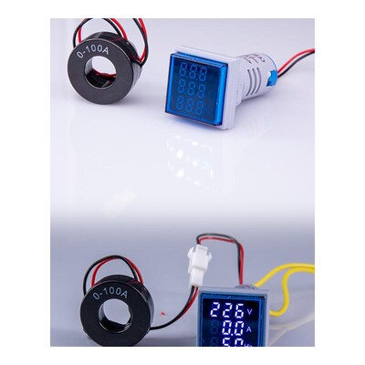 *New 3in1 22mm Digital  Voltmeter Ammeter Hz 60-500V 0-100A