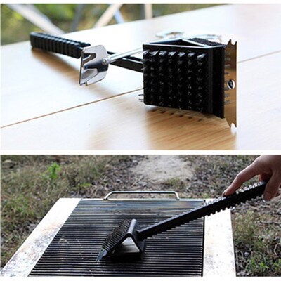 1PC 3-in-1 Stain Steel Bristle BBQ Brush Grill Accessories S