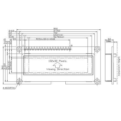 13232A液晶显示屏模块 COG蓝屏负显3.3V蓝底白字带板带铁框点阵屏