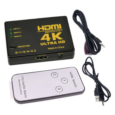4K/2K/1080P HDMI Splitter 3 input 1 output Port Hub HDMI Vid