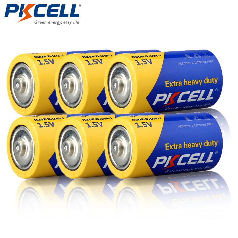 6Pcs R20P Super Heavy Duty D Size Batteries 1.5V 13A UM1 MN