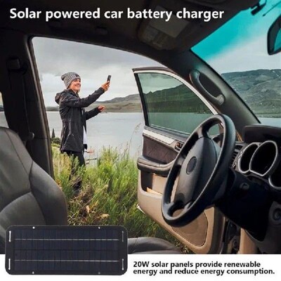 Solar Car Battery Charger Maintainer 20W 12V/24V Portable