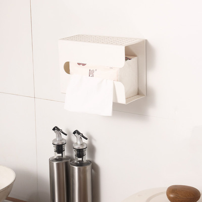 免打孔纸巾盒壁挂式家用厨房创意挂墙多功能收纳盒T厕所悬挂卫生