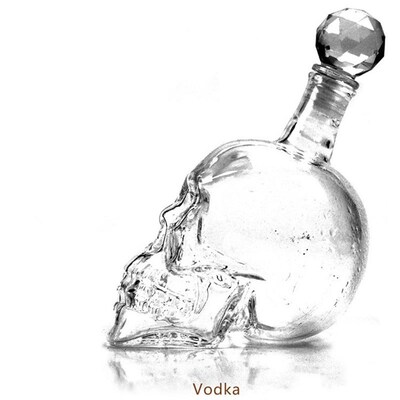 Skull Shaped Wine Decanter Glass Bottle Crystal Skull Head V