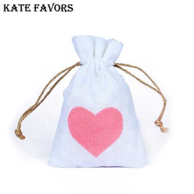 Natural Burlap Bags Jute Hessian Drawstring Sack Wedding Fav