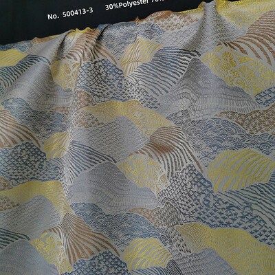 窗帘面料绣花花边布料500413群山图案