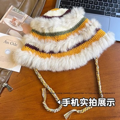 大头围帽子鱼夫女帽渔夫帽女2024年新款秋冬季护耳针织帽男显脸小