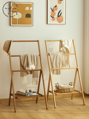 衣帽架卧室折叠收纳床边挂衣架裤架子落地床头放衣服架子置物架