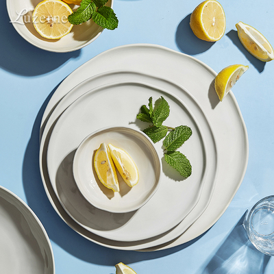 Luzerne陆升陶瓷碧波白餐具轻奢欧式水果沙拉饭碗盘子家用茶壶