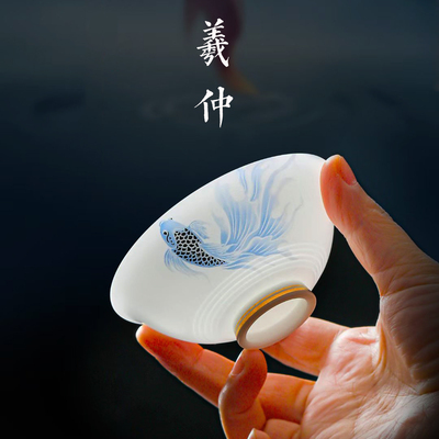 主人杯单杯冰种白瓷薄胎个人茶杯陶瓷家用高档斗笠茶盏茶具品茗杯