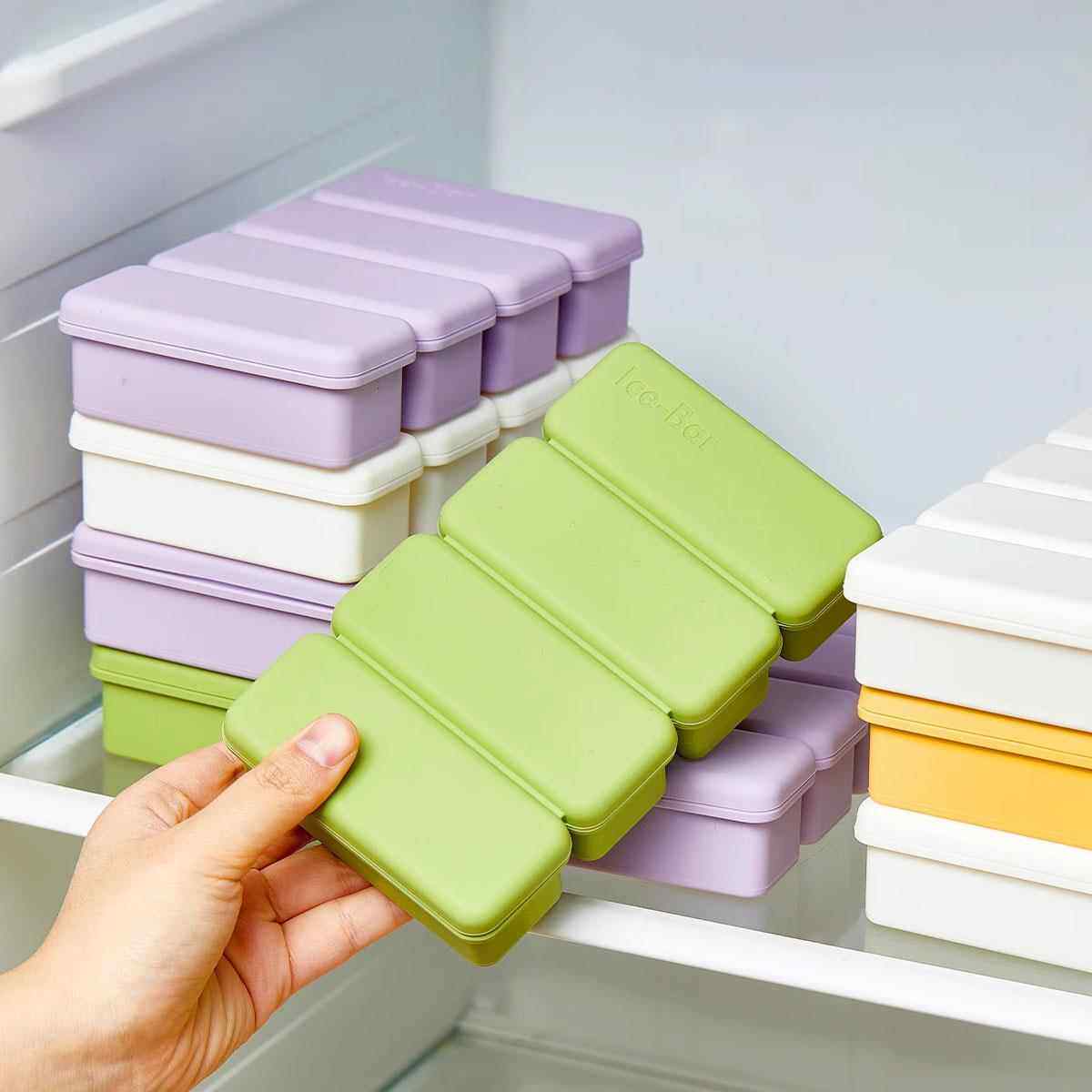 辅食冷冻格硅胶条形冰格食品级带盖大号家用制冰盒调酒大冰块模具