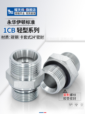 永华标准镀锌1CB-WD英制直通24度锥卡套密封过渡高压油管液压接头