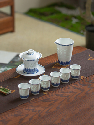 玉柏玲珑景德镇茶具套装中式白瓷器茶杯茶壶盖碗高端陶瓷2024新款