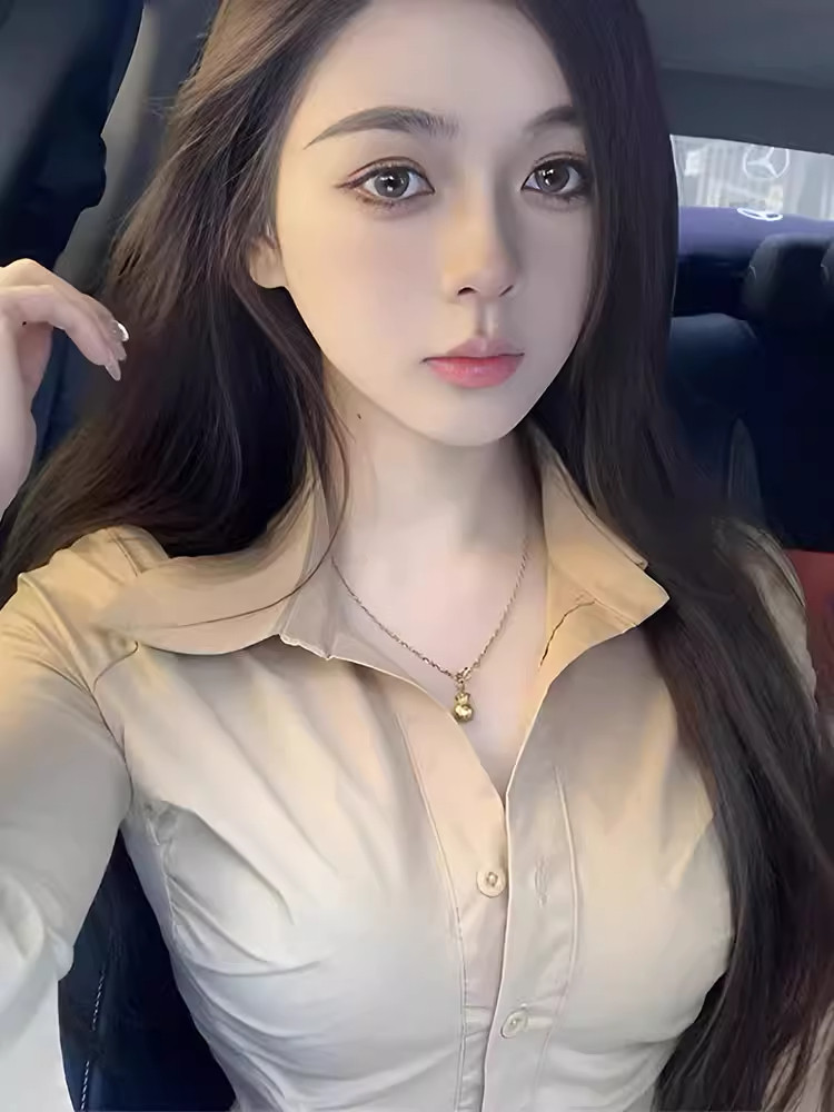 polo领长袖性感衬衫女2026新款春季修身收腰显瘦气质独特漂亮上衣
