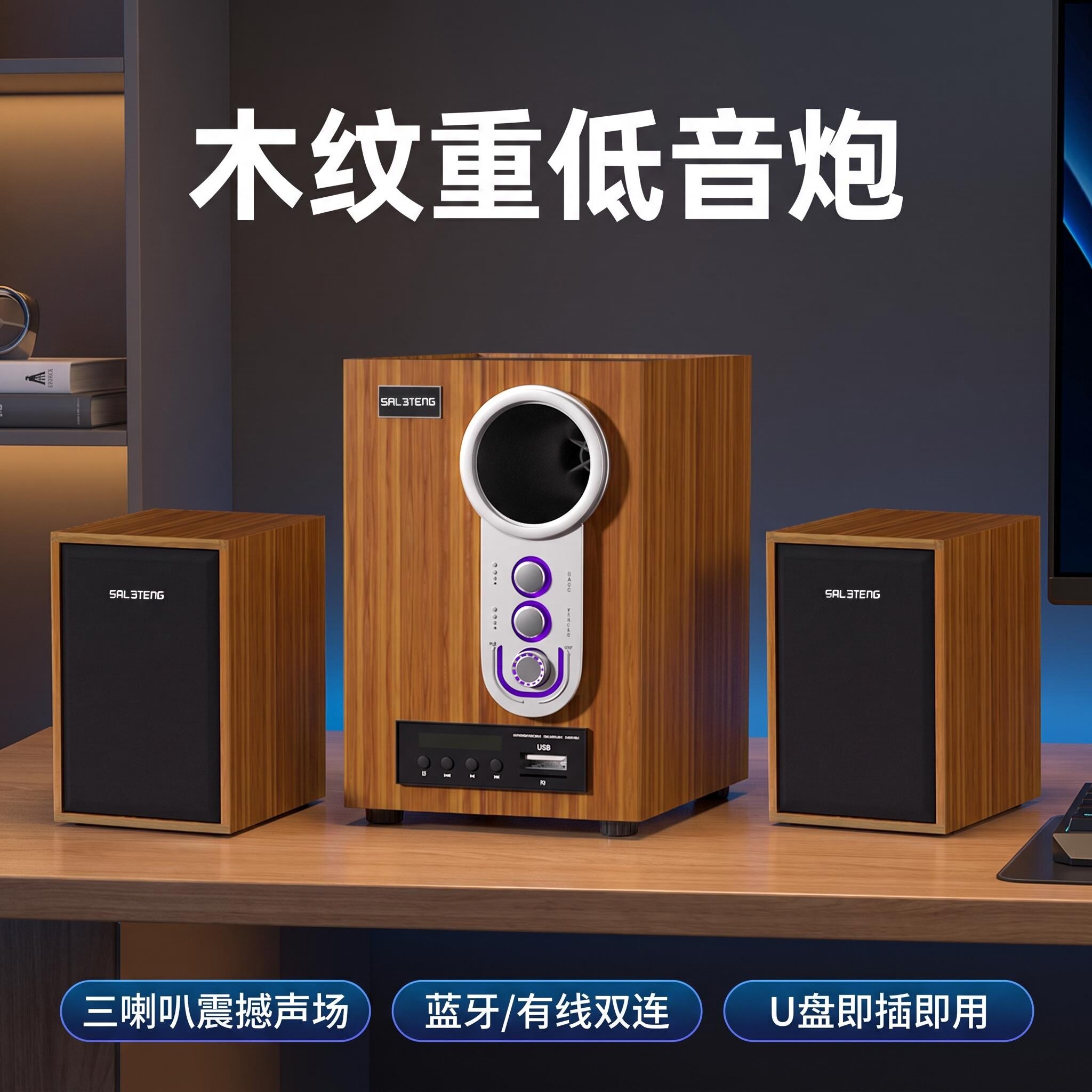 电脑音响台式主机有线低音炮蓝牙多媒体有源家用音箱笔记本音响