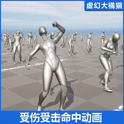UE4UE5 Hit Reaction Animation Pack 受伤命中挨打射撞击反馈NPC