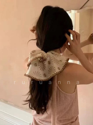 文艺范复古波澜大发圈锁边氛围感海滩度假风苎麻民族法式小众发饰