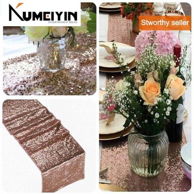 Tablecloth Champagne/Gold/Silver Sequin Table Runner Sparkly