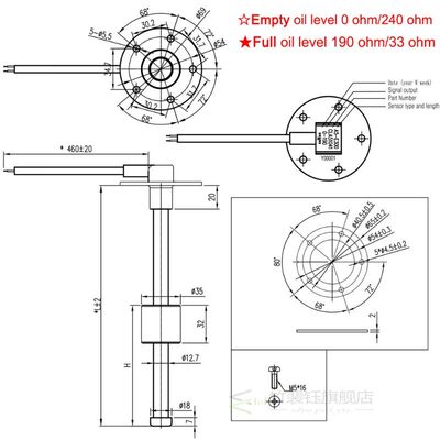 Fuel Level Sensor Boat Sending Unit Marine Truck Car RV Wat