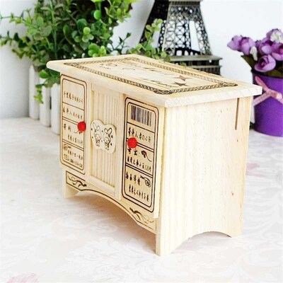 Vintage Cabinet Box Money Box Wooden Safe Cofre wood Craft D