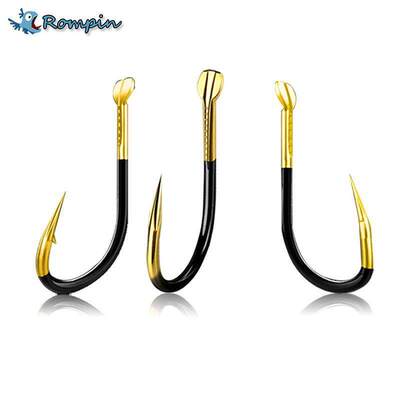 Rompin 10pcs/lot High Quality Fishhooks Barbed Colored Tungs