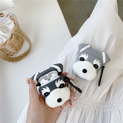 Cute Dog Schnauzer Earphone Headset Case Silicone Case Prote