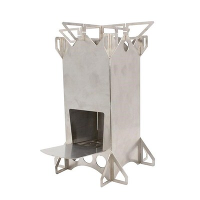 New Folding Stainless Steel Backpacking Rocket Wood Stove Ou