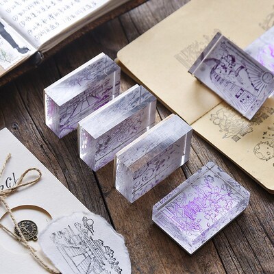 Gift Drawer flower stamps clear acrylic plexiglass stamps ca