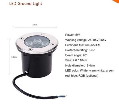 5W AC85-265V LED Outdoor Garden Ground Path Floor Undergroun