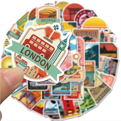 50pcs Travel City Landscape Cartoon Graffiti Sticker DIY Mo