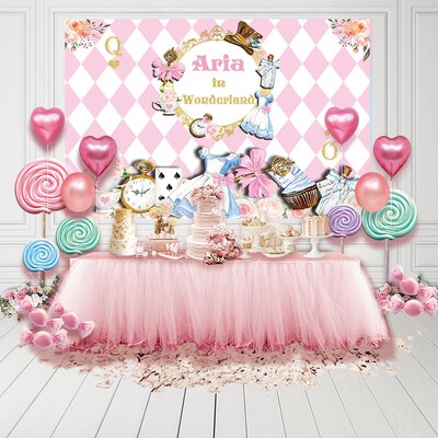 Alice in Wonderland Background Cartoon Girl Birthday Party