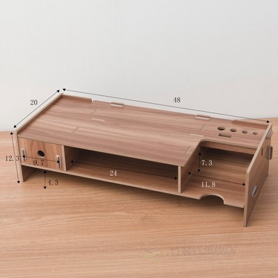 Wooden Monitor Stand Riser Computer Desk Organizer with Keyb