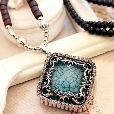 复古日韩国欧美民族风女蓝色珠链