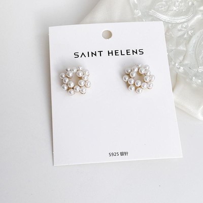 法式珍珠个性S925银针质感甜美森系百搭潮流超仙圆形高级感耳钉