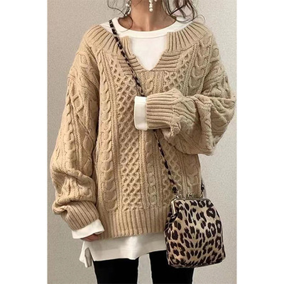 Fried Dough Twists Fashion Trend Women's Loose Sweater 毛衣