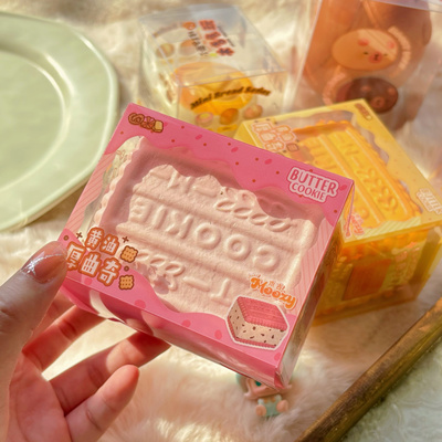 新品黄油厚曲奇饼干慢回弹解压玩具仿真食玩捏捏乐pu玩具squishy