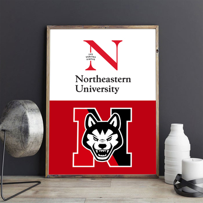 Northeastern挂画东北大学装饰画 卧室办公现代简约 卧客厅背景墙