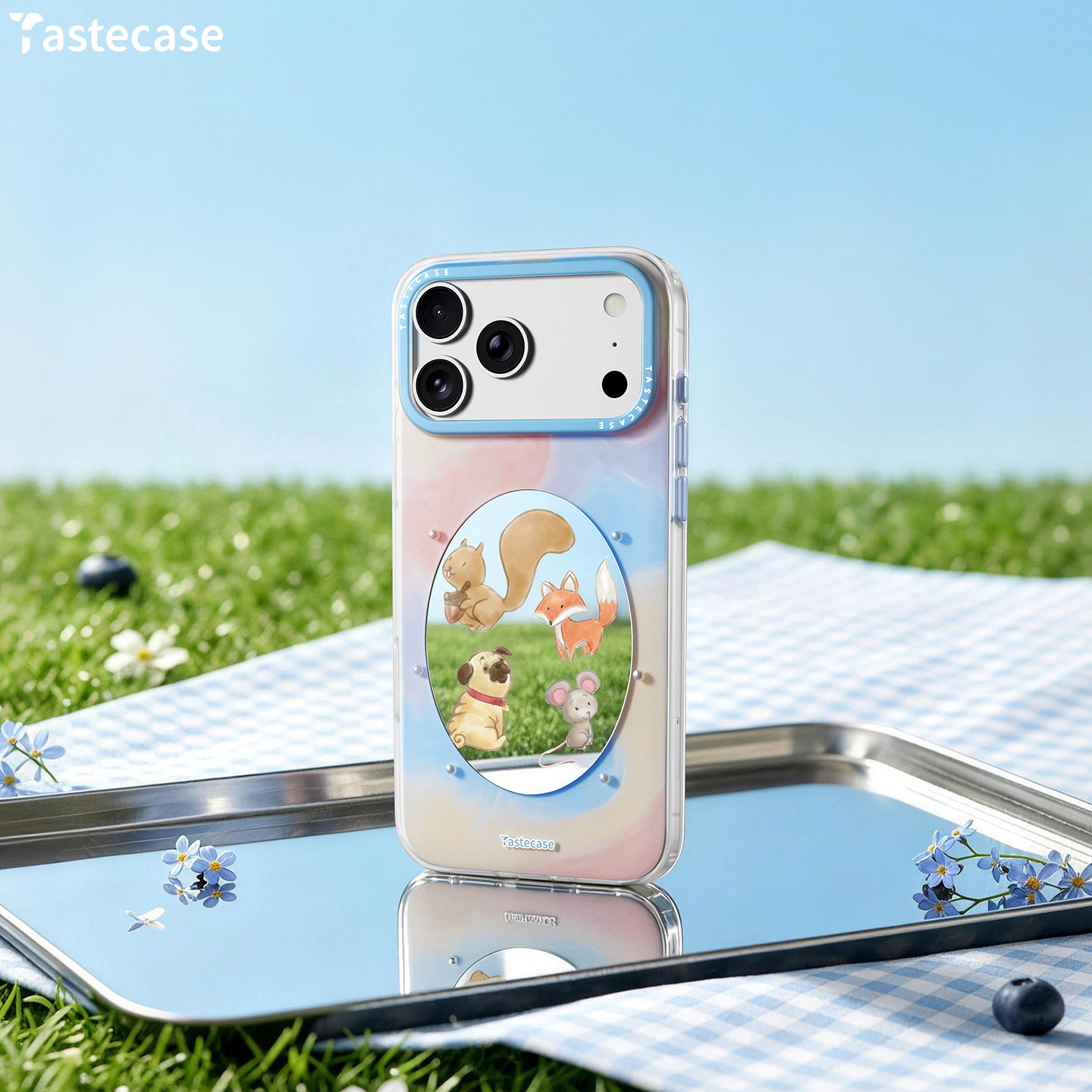 Tastecase珍珠镜面动物手机壳适用苹果iPhone17ProMax/Air保护壳原创新款可爱梦幻粉蓝色防摔全包相机按键套